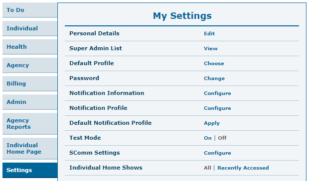 Settings Tab