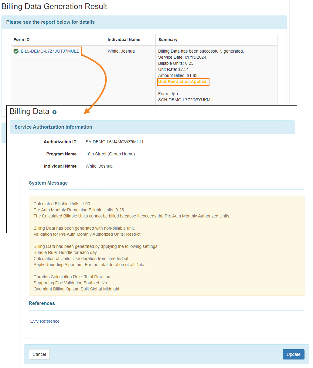 Generate Billing Data from EVV - North Dakota Aging Services