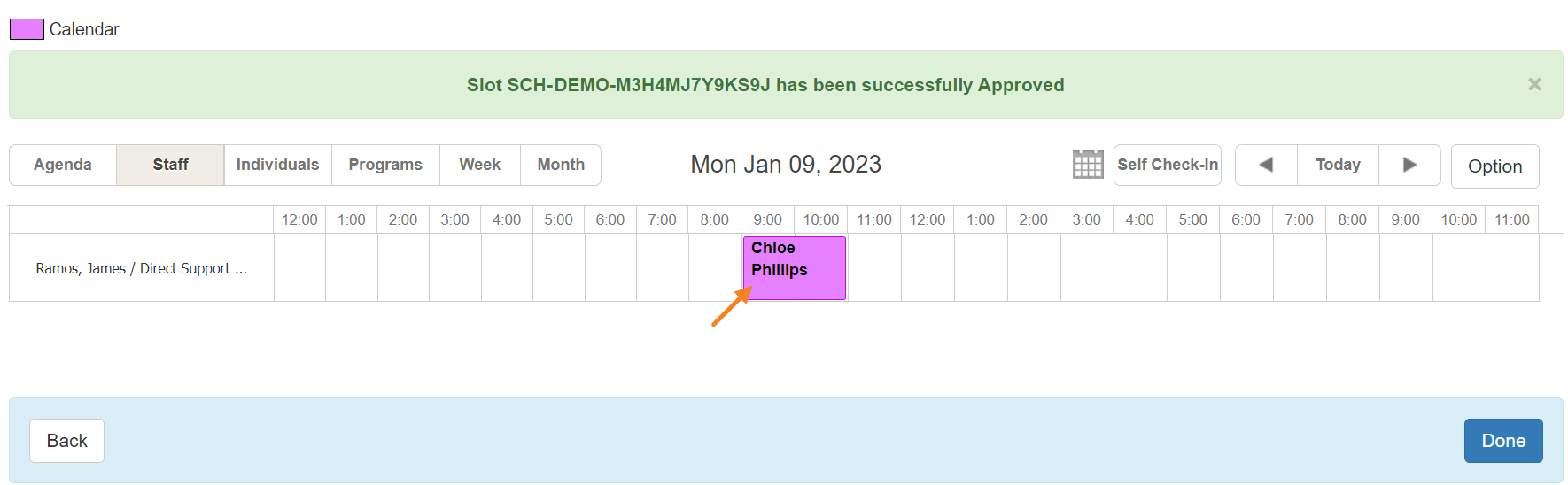 Create, Self Remove, and Search Calendar Schedules