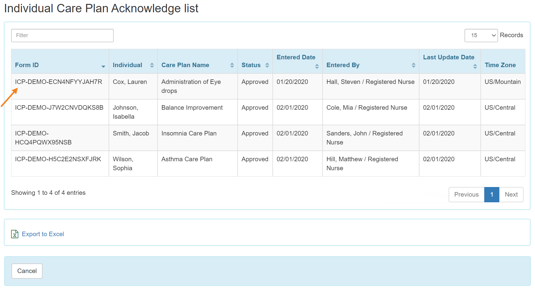 Approve and Acknowledge Individual Care Plan