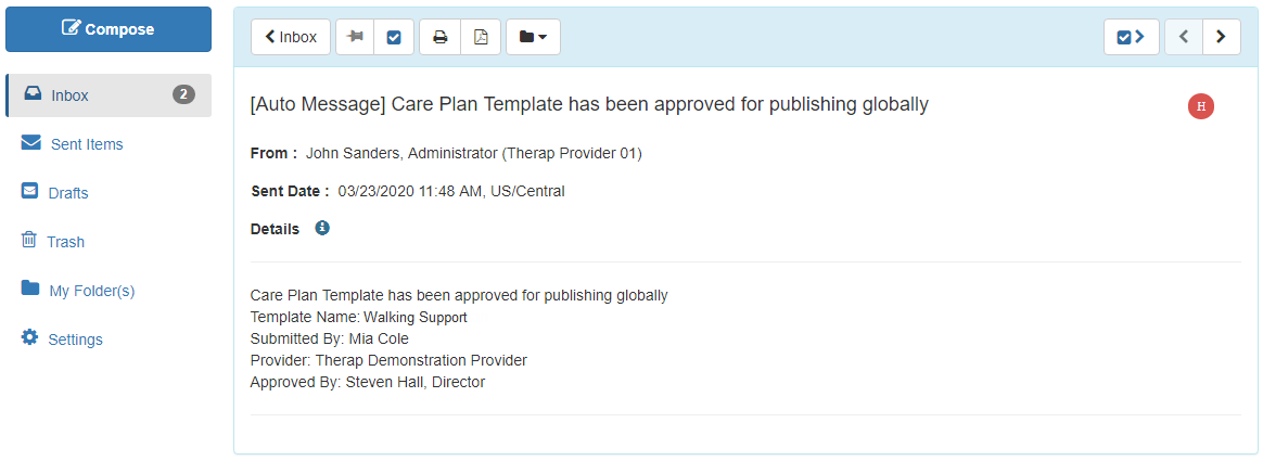 Publish Care Plan Template to Global Template Library