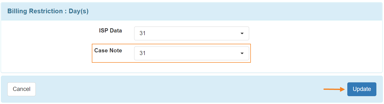 Case Note with Billing Restriction