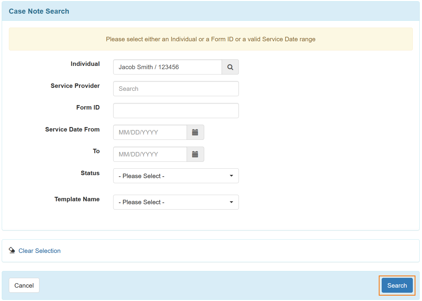 Search, Edit, Delete Case Note and Generate Bulk PDF