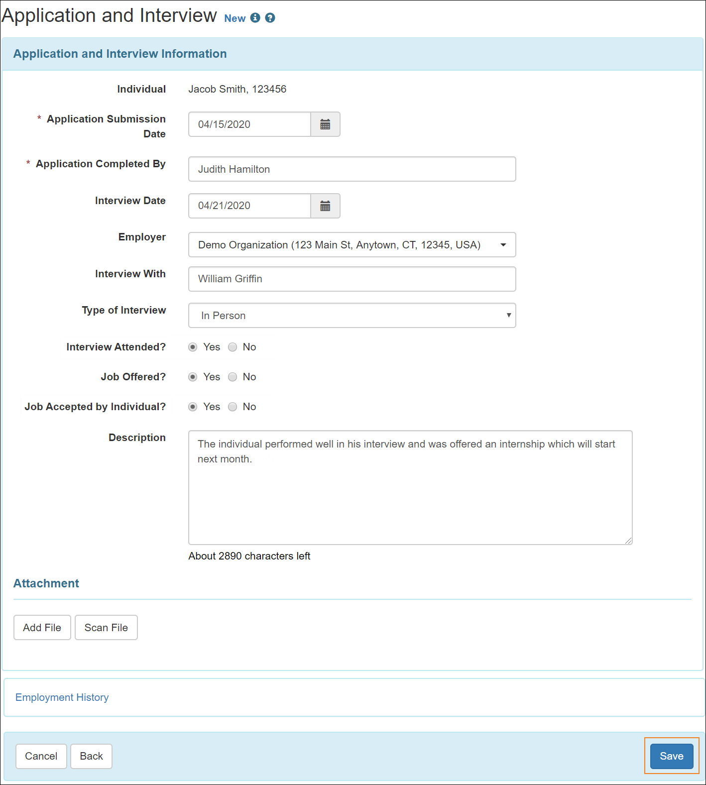 Application and Interview