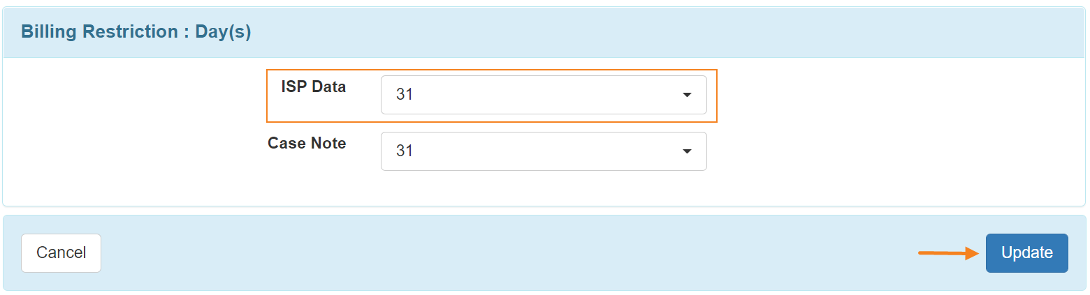 ISP Data with Billing Restriction