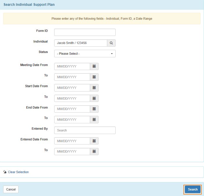 Search Individual Plan and View Update History