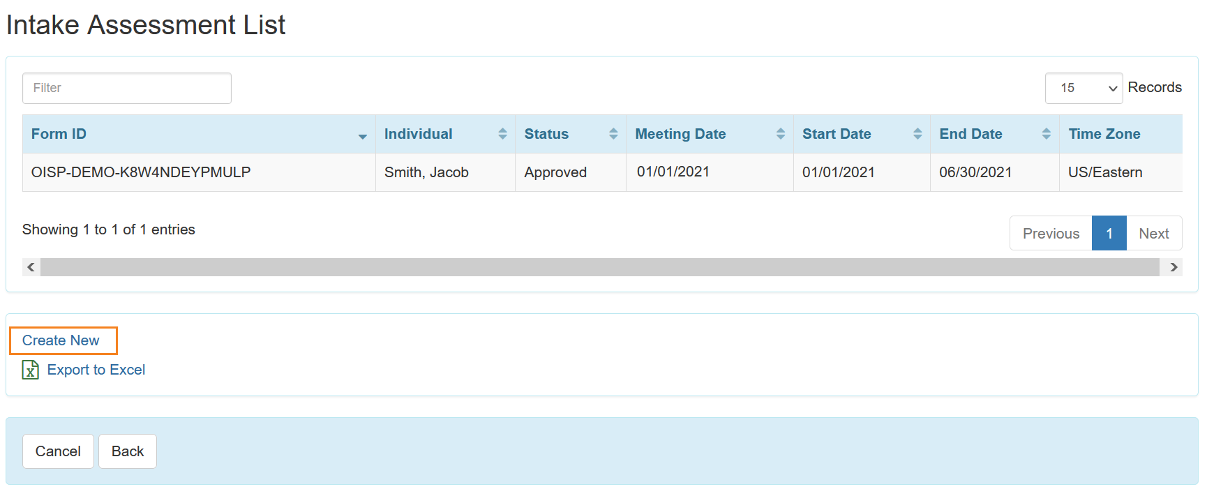Create Individual Plan