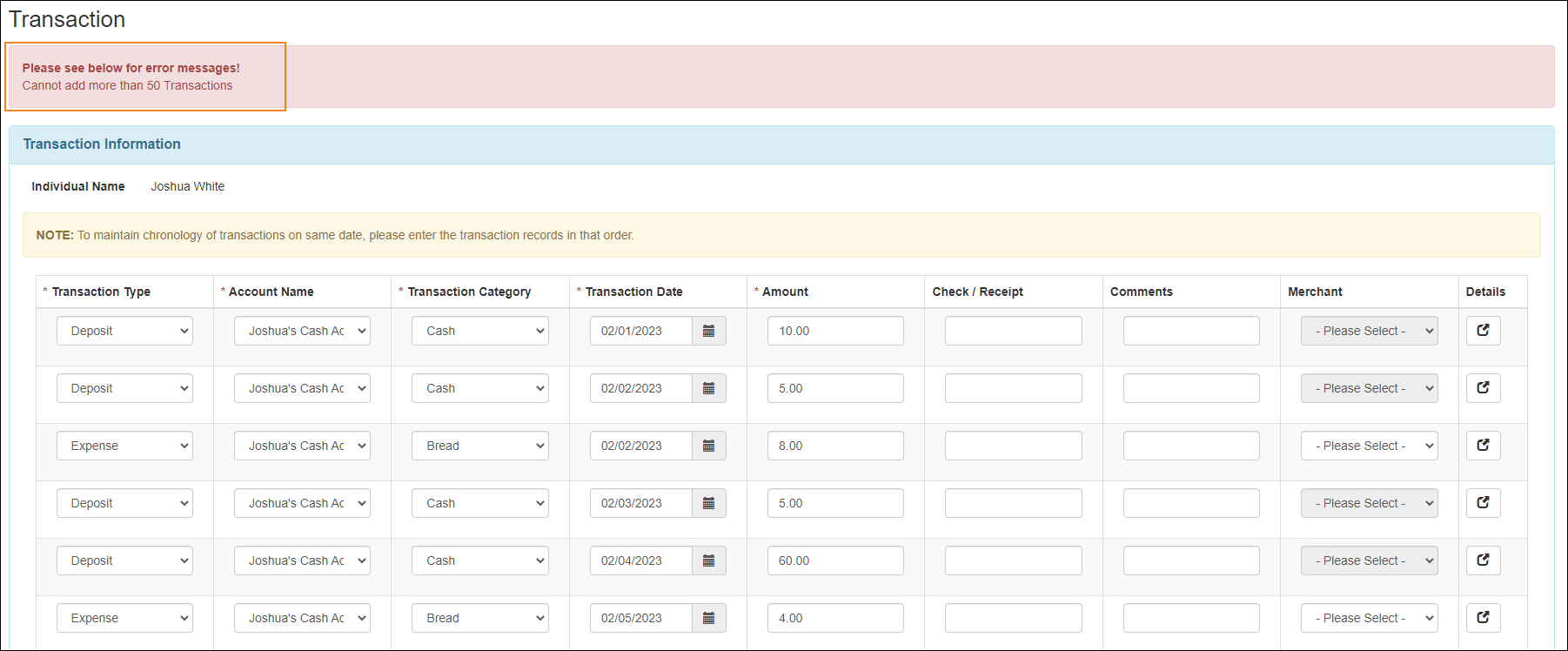 Create, Update, and Delete Transactions