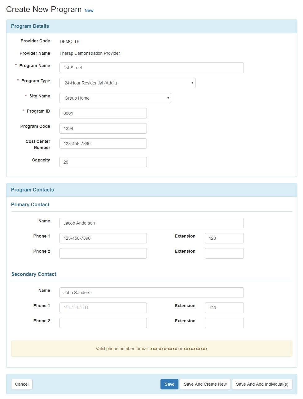 Create, Update, Delete, Deactivate, and Activate Programs