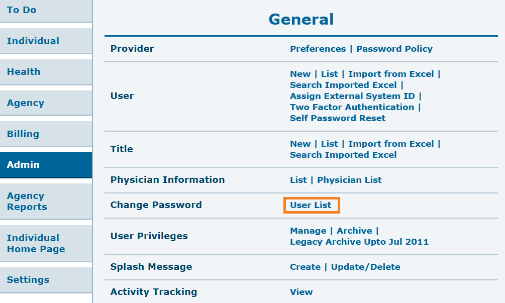 Change User Password
