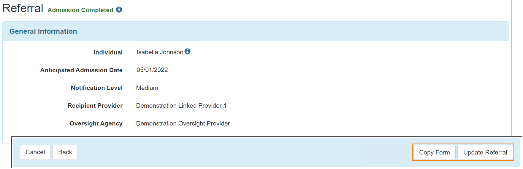 Referral for Oversight Providers