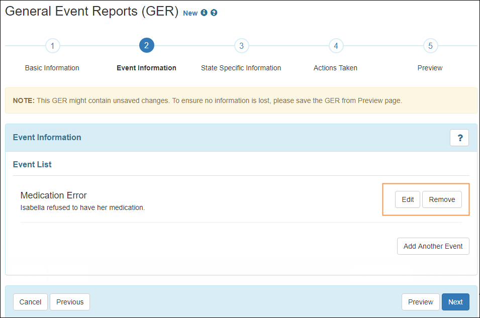 Add Medication Error Event in GER