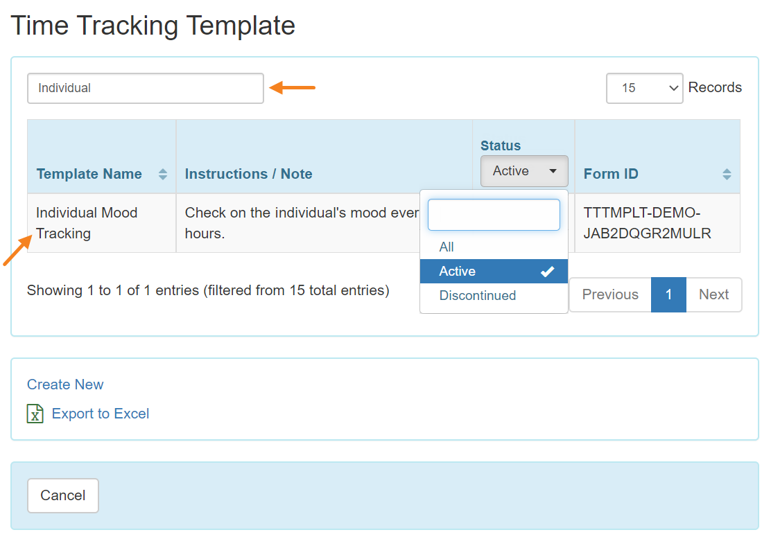 Manage Time Tracking Templates