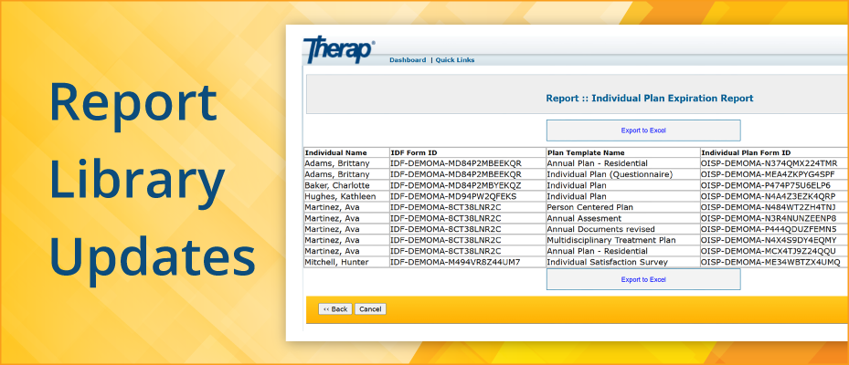 Therap Report Library Update